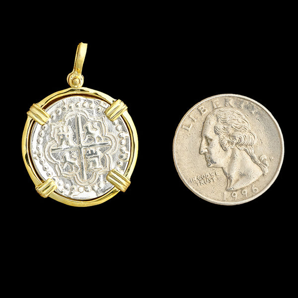 Atocha Jewelry - 2 Reale Silver Coin Pendant with Triple Prong Wrap Fr ...